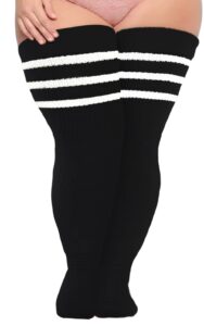 plus size womens thigh high socks for thick thighs- extra long striped thick over the knee socks- leg warmer boot socks