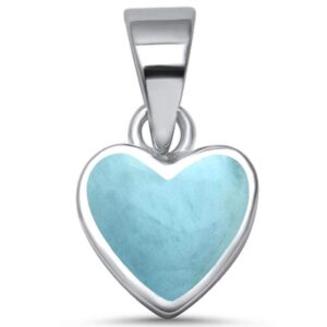 larimar classic heart hanging pendant sterling silver