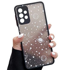 ztofera compatible with samsung galaxy a32 5g, planet sky star pattern protective phone case translucent frosted hard pc back case shockproof silicone bumper cover for galaxy a32 5g, white sky