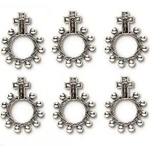 Generico Rosary Ring Silver Oxidized Double Sided 6 Pack 100% Made in Italy