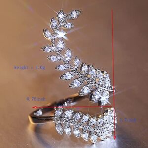 ABJFJE Adjustable Geometric Crystal Ring Anniversary Eternity Band Cubic Zirconia Ring Crystal Wedding Cocktail Rings Fashion Luxury Jewelry for Women