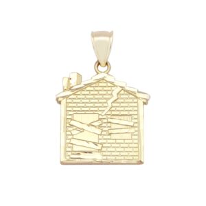 AMZ Jewelry 10K Yellow Gold Trap House Pendant Gold Pendant Hip Hop 1.1 inch x 0.7 inch