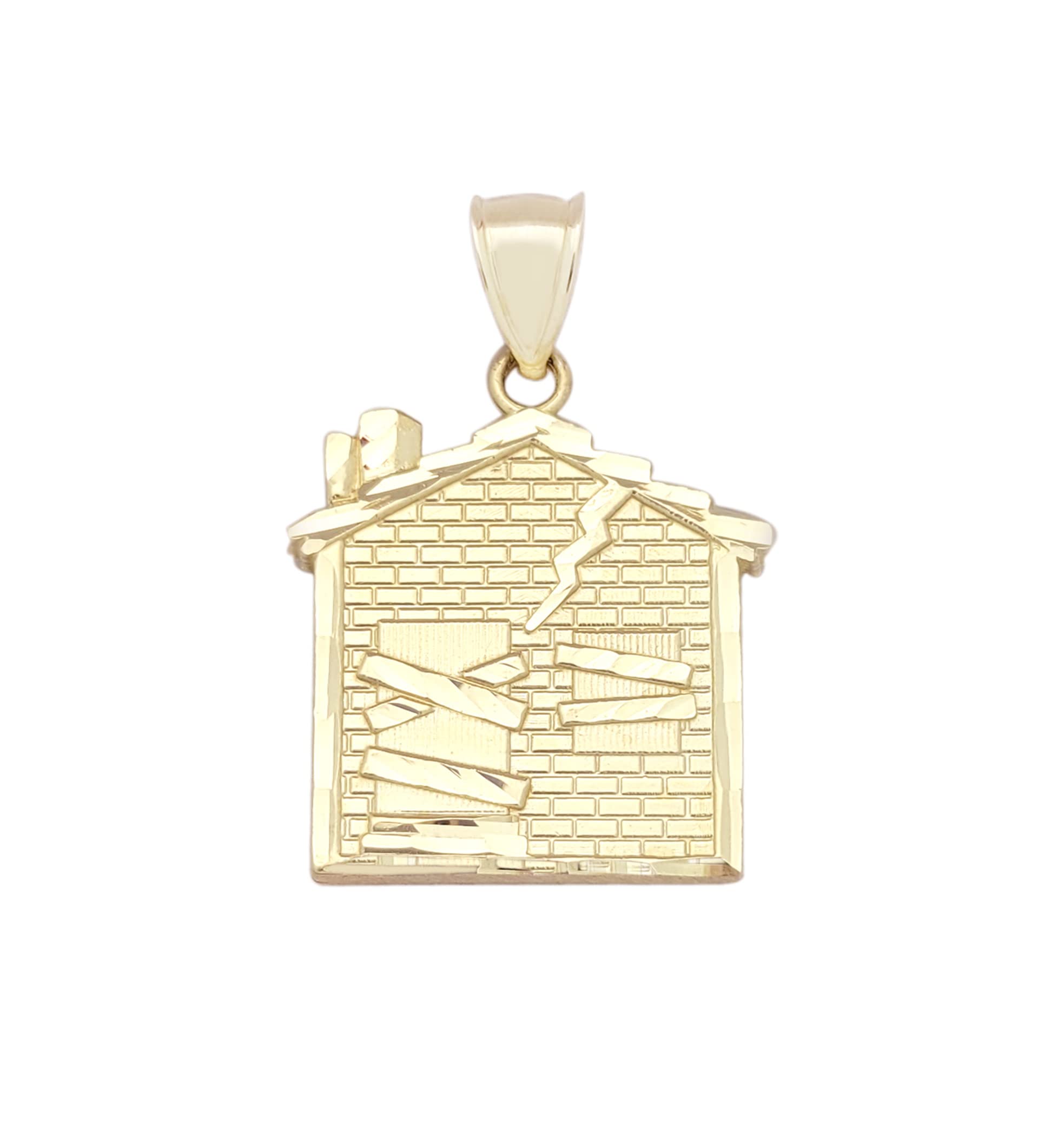 AMZ Jewelry 10K Yellow Gold Trap House Pendant Gold Pendant Hip Hop 1.1 inch x 0.7 inch