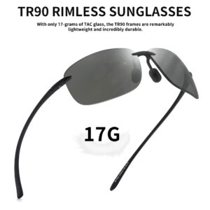 JIM HALO Polarized Sport Sunglasses for Men Women TR90 Rimless Frame for Running Fishing Cycling Driving Grey1