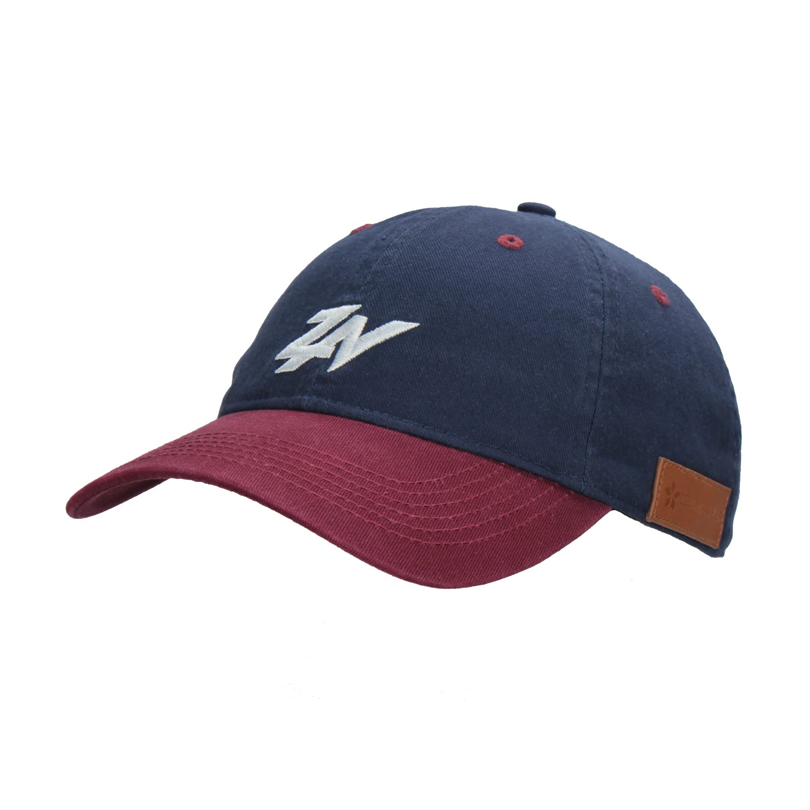 Unisex Vintage Washed Twill Cotton Baseball Cap Soft Unstructured Adjustable Dad Hat (Navy/Garnet)