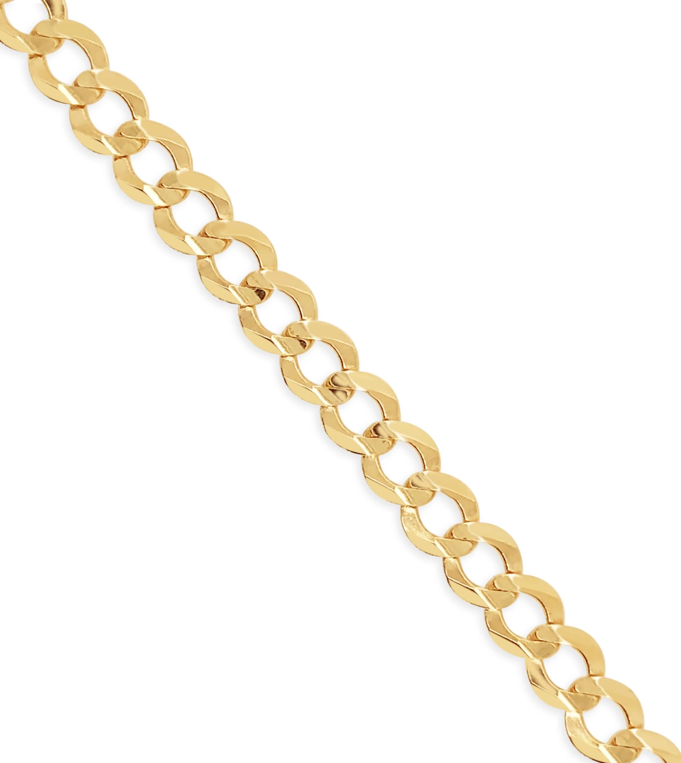 Olive & Chain Solid 10k Gold Curb Link Chain Bracelet for Men/Women, Yellow Gold, Hypoallergenic, Lobster Clasp Closure (6 mm, 8 Inch)