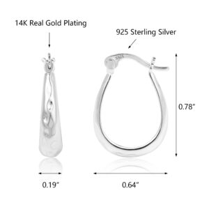 Sterling Silver Hoop Earrings for Women Silver Oval Earrings Hypoallergenic U Shaped Hoops Earrings Silver Jewelry