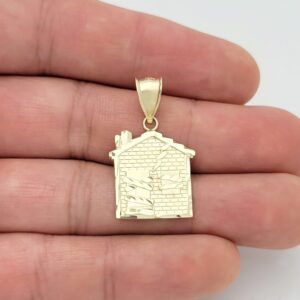 AMZ Jewelry 10K Yellow Gold Trap House Pendant Gold Pendant Hip Hop 1.1 inch x 0.7 inch