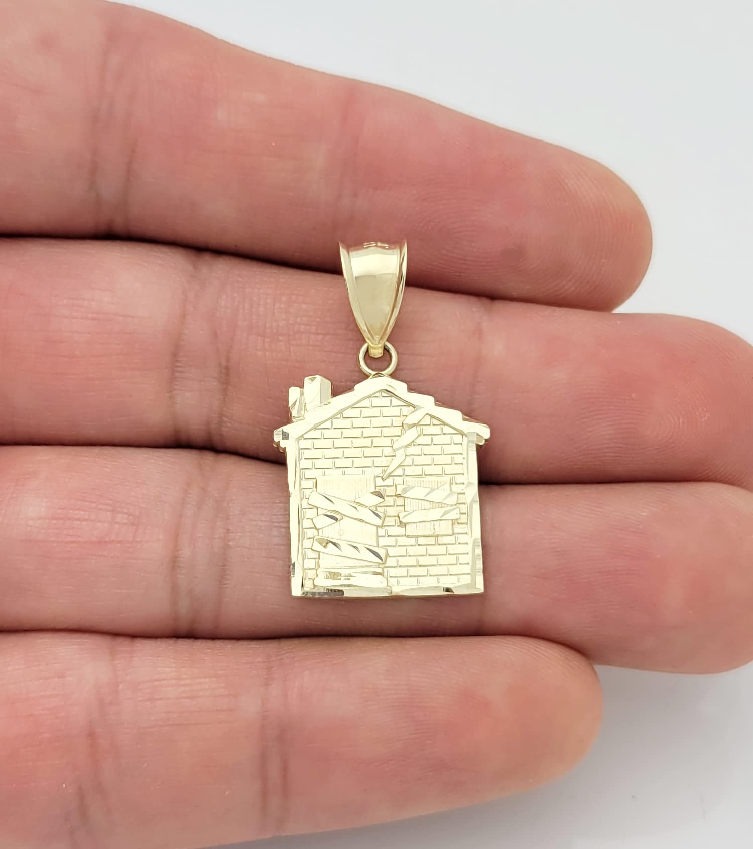 AMZ Jewelry 10K Yellow Gold Trap House Pendant Gold Pendant Hip Hop 1.1 inch x 0.7 inch