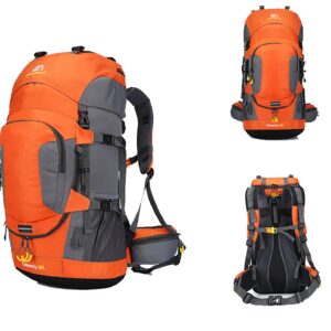 LZJDS Men Women Sports Outdoor Backpack 60L Hiking Bag with Rain Cover Hiking Backpack Daypack,Orange