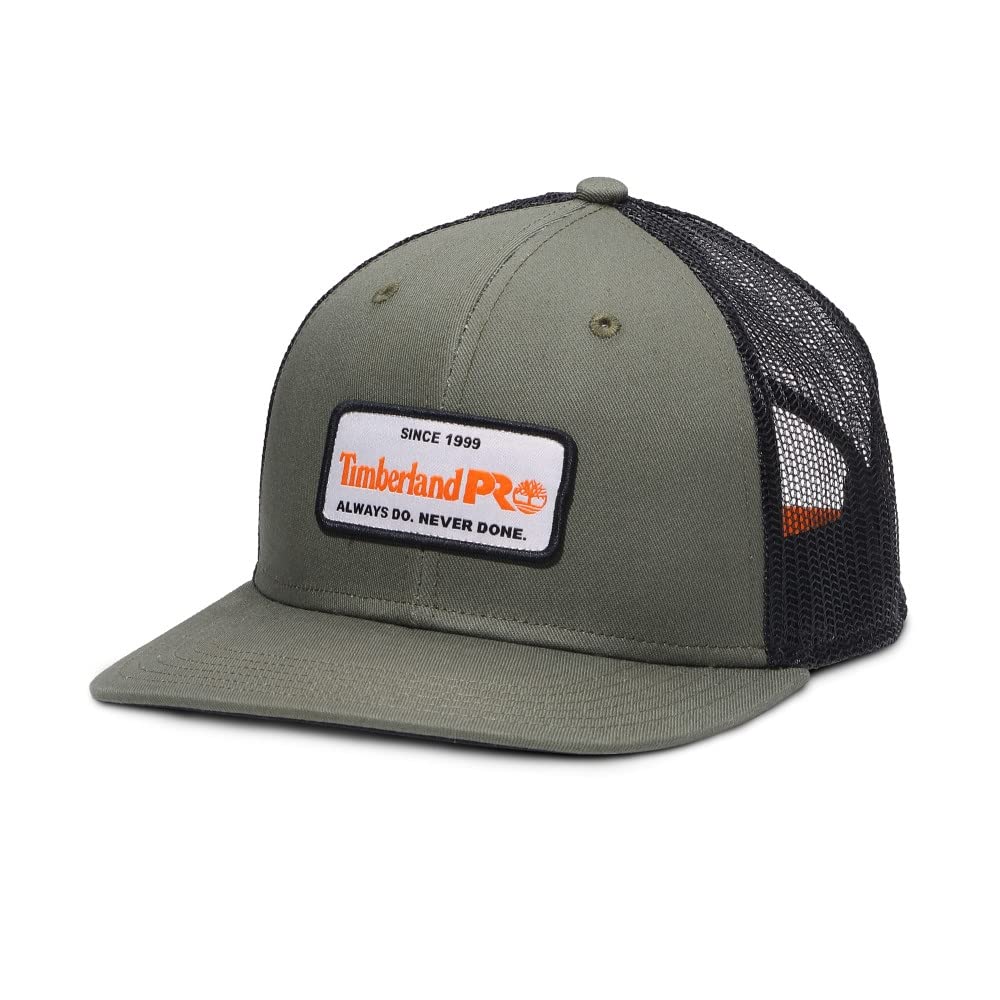 Timberland PRO A.D.N.D. Light Logo Mid Profile Trucker Cap, Burnt Olive, One Size Fits All