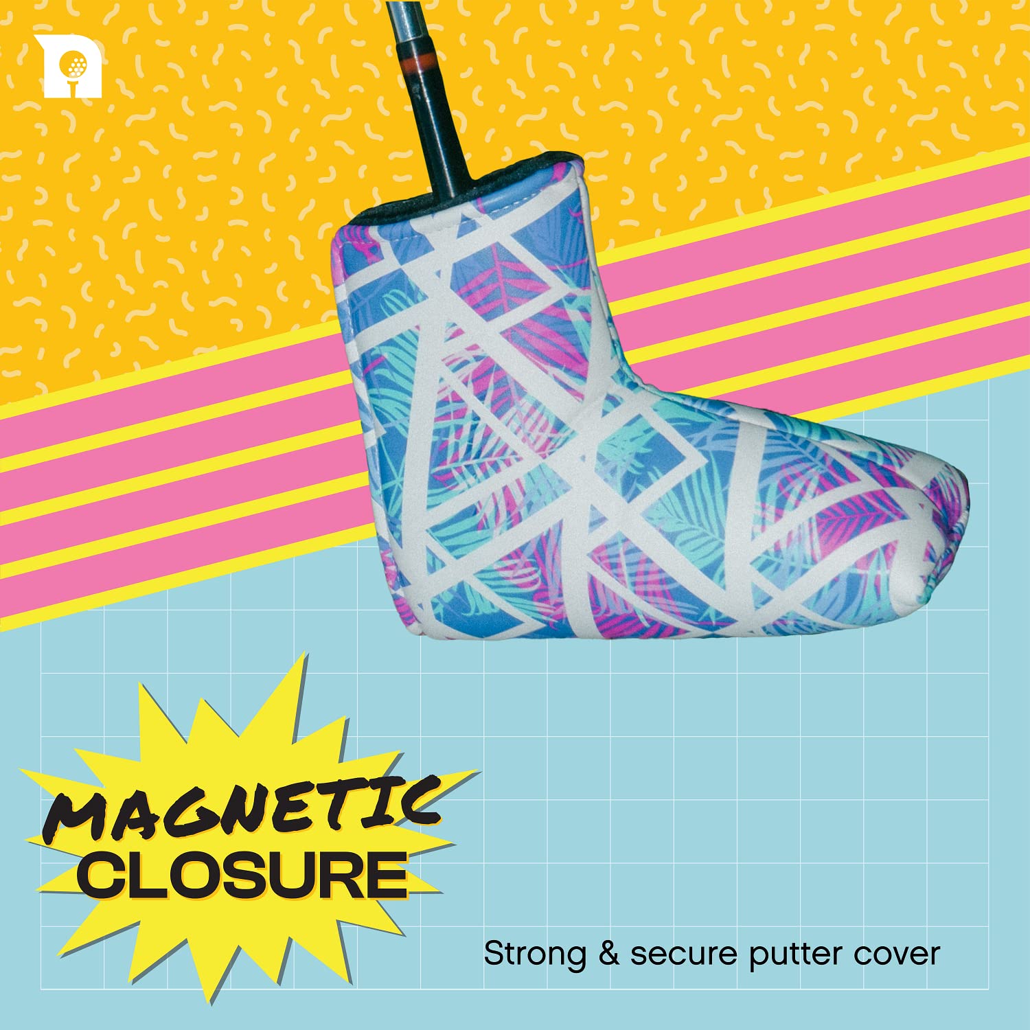 Noonan Golf Putter Cover | Magnetic Blade Golf Club Cover | Fleece Lined & Water Resistant | Fun, Creative & Unique Headcover Designs | Golf Accessories for Men & Women (Trendy Tropical, Blade)