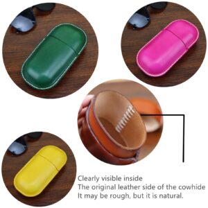 Fanyixuan Leather Glasses Case Cowhide Vintage Men And Women Nearsighted Glasses Sunglasses Travel Anti-Crush Storage Box (Yellow)