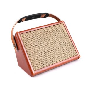 summina 15w portable acoustic guitar amplifier amp bt speaker with microphone input supports volume bass treble control reverb effect built-in rechargeable battery