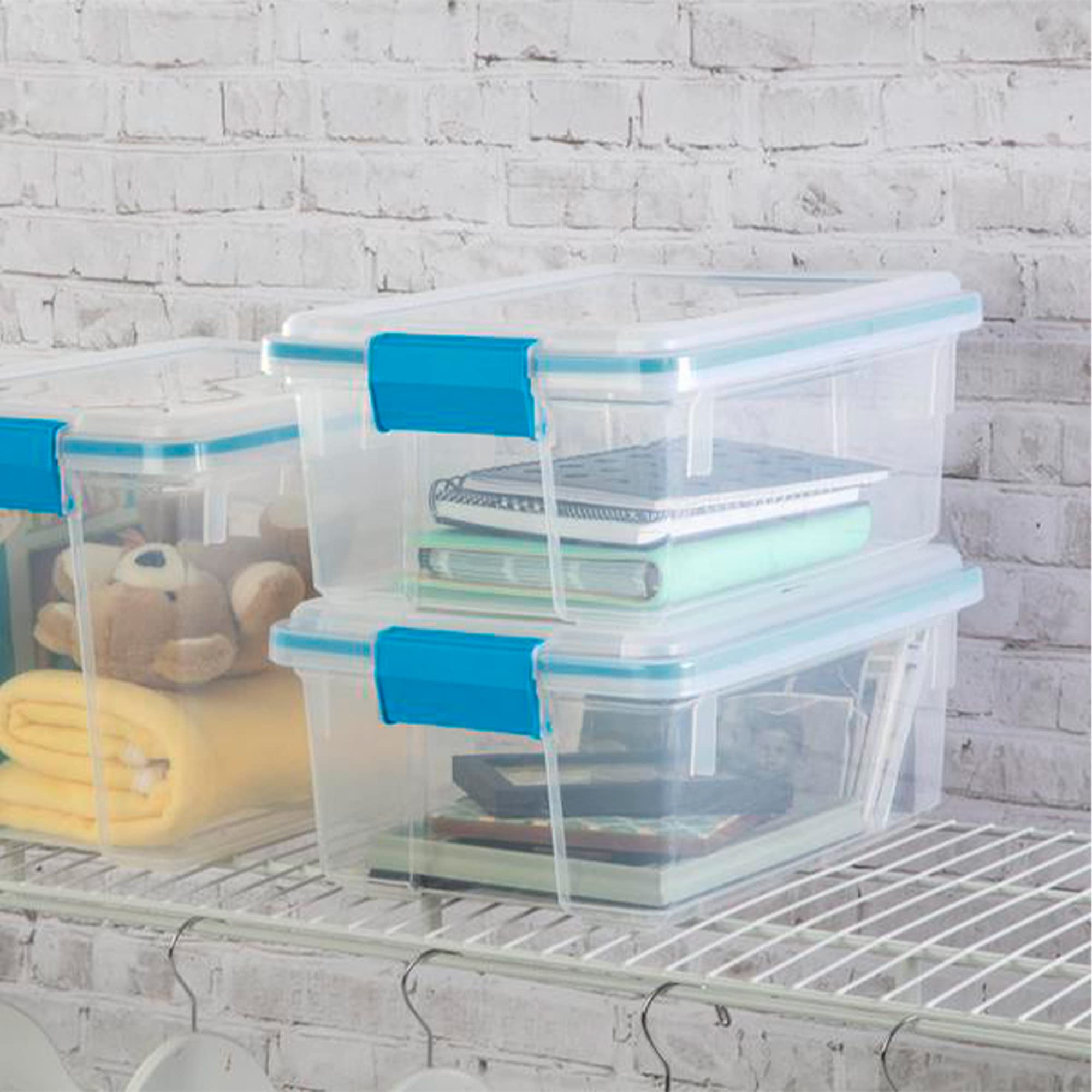 Sterilite Gasket Box, Stackable Storage Bin with Latching Lid, 12 Quart, 12 Pack