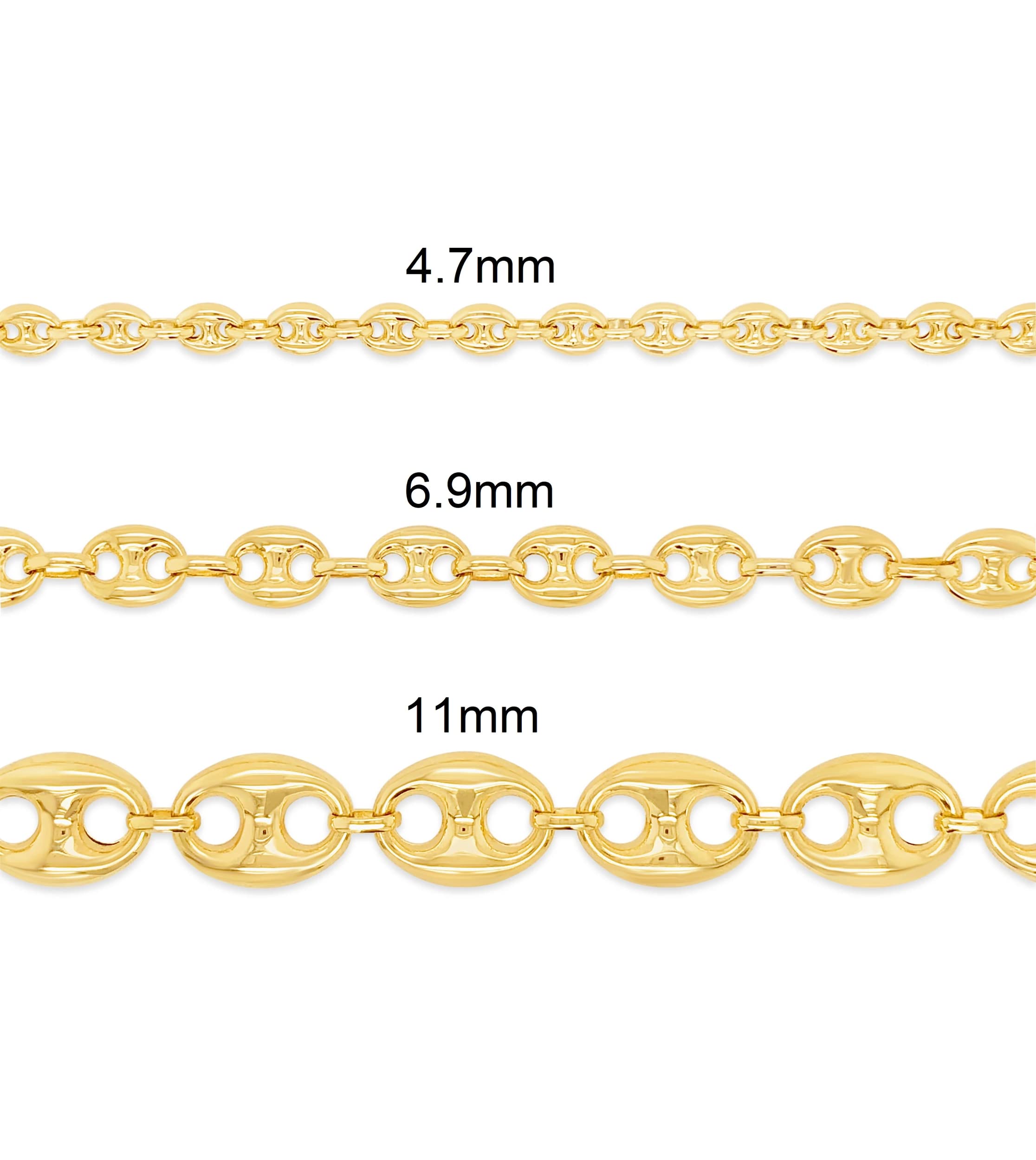 Olive & Chain 14k Gold Puffed Mariner Chain Bracelet for Men/Women, Gold, Hypoallergenic, Lobster Clasp Closure (11 mm, 8.5 Inch)