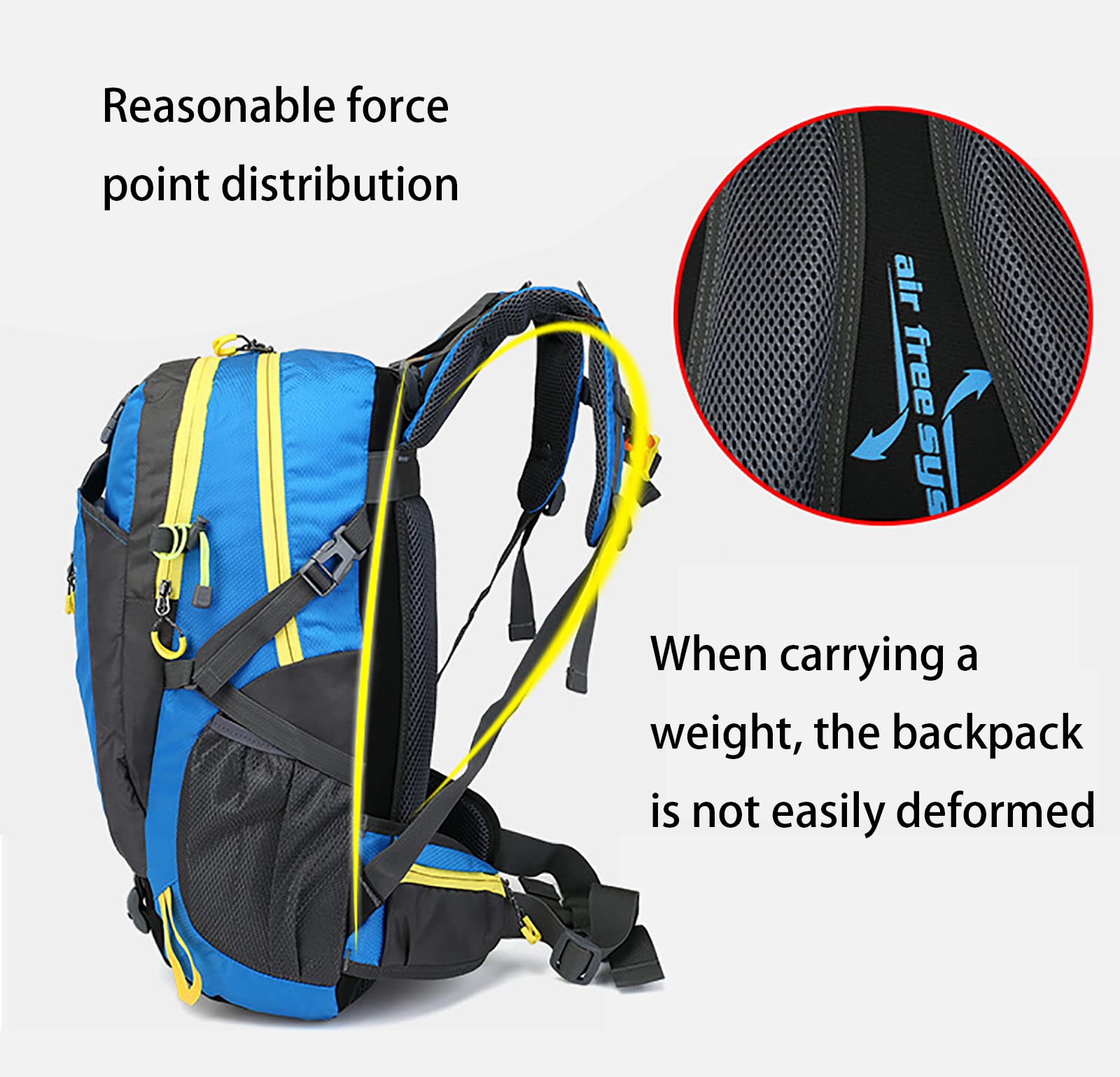 LZJDS 40L Climbing Travel Backpack Waterproof Breathable Durable Backpack for Hiking Camping Ski,Black