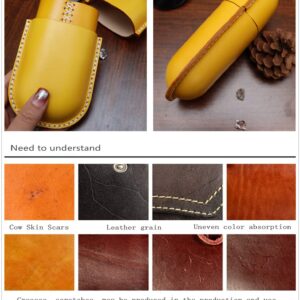 Fanyixuan Leather Glasses Case Cowhide Vintage Men And Women Nearsighted Glasses Sunglasses Travel Anti-Crush Storage Box (Yellow)