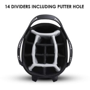 LIVSINGOLF Golf Stand Bag 14 Way Top Dividers Ergonomic with Stand 8 Pockets, Dual Strap, Rain Hood (Black)