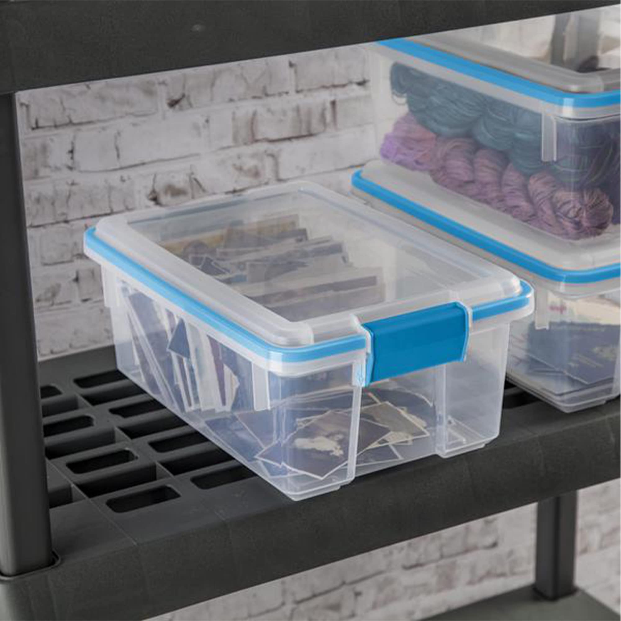 Sterilite Gasket Box, Stackable Storage Bin with Latching Lid, 12 Quart, 12 Pack