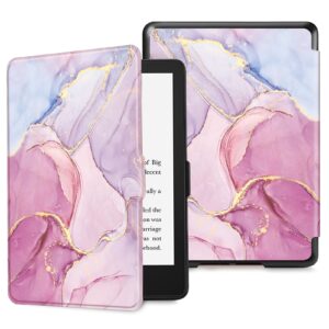 fintie slimshell case for 6.8" kindle paperwhite (11th generation-2021) and kindle paperwhite signature edition - premium lightweight pu leather cover with auto sleep/wake, glittering marble