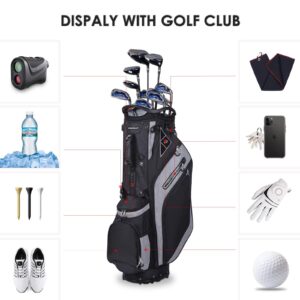 LIVSINGOLF Golf Stand Bag 14 Way Top Dividers Ergonomic with Stand 8 Pockets, Dual Strap, Rain Hood (Black)