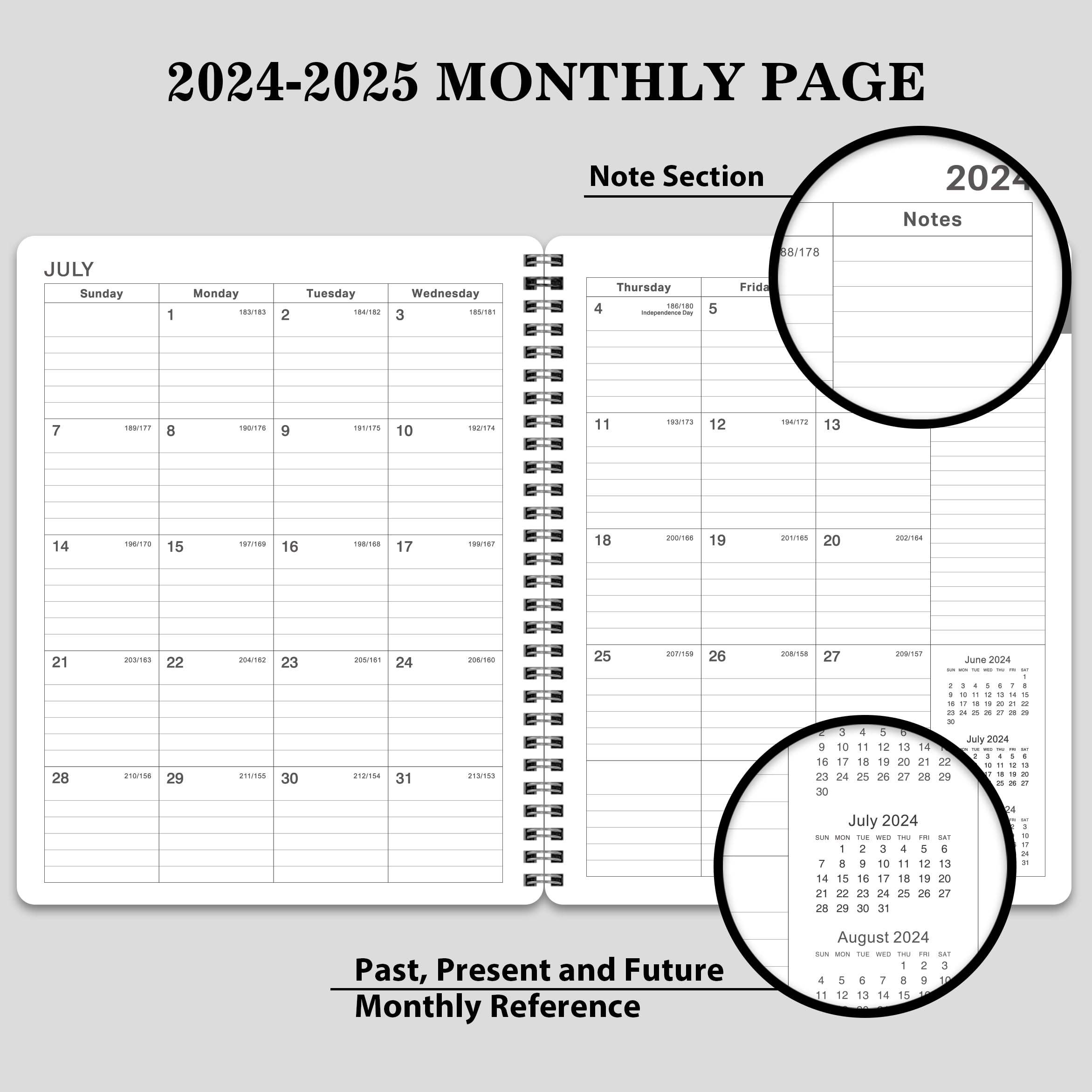 2024-2025 Weekly Appointment Book & Planner - July 2024 - June 2025, 2024-2025 Daily Hourly Planner, 8" x 10", Half Hour (30 Mins) Interval, Printed Tabs, Strong Binding, Round Corner, Thick Paper