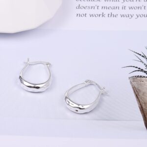 Sterling Silver Hoop Earrings for Women Silver Oval Earrings Hypoallergenic U Shaped Hoops Earrings Silver Jewelry