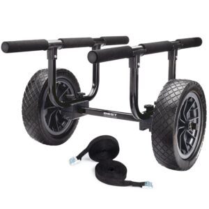 best marine and outdoors kayak cart, heavy duty dolly, 450lb weight capacity, flat free airless wheels, adjustable width trolley carrier, canoe & kayak trailer accessories