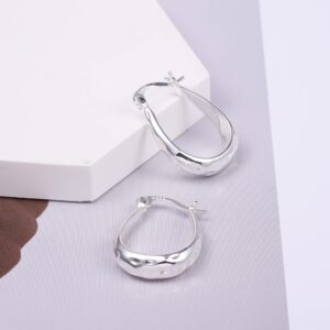 Sterling Silver Hoop Earrings for Women Silver Oval Earrings Hypoallergenic U Shaped Hoops Earrings Silver Jewelry