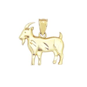 AMZ Jewelry 10K Yellow Gold Goat Pendant Goat Animal Charm Small