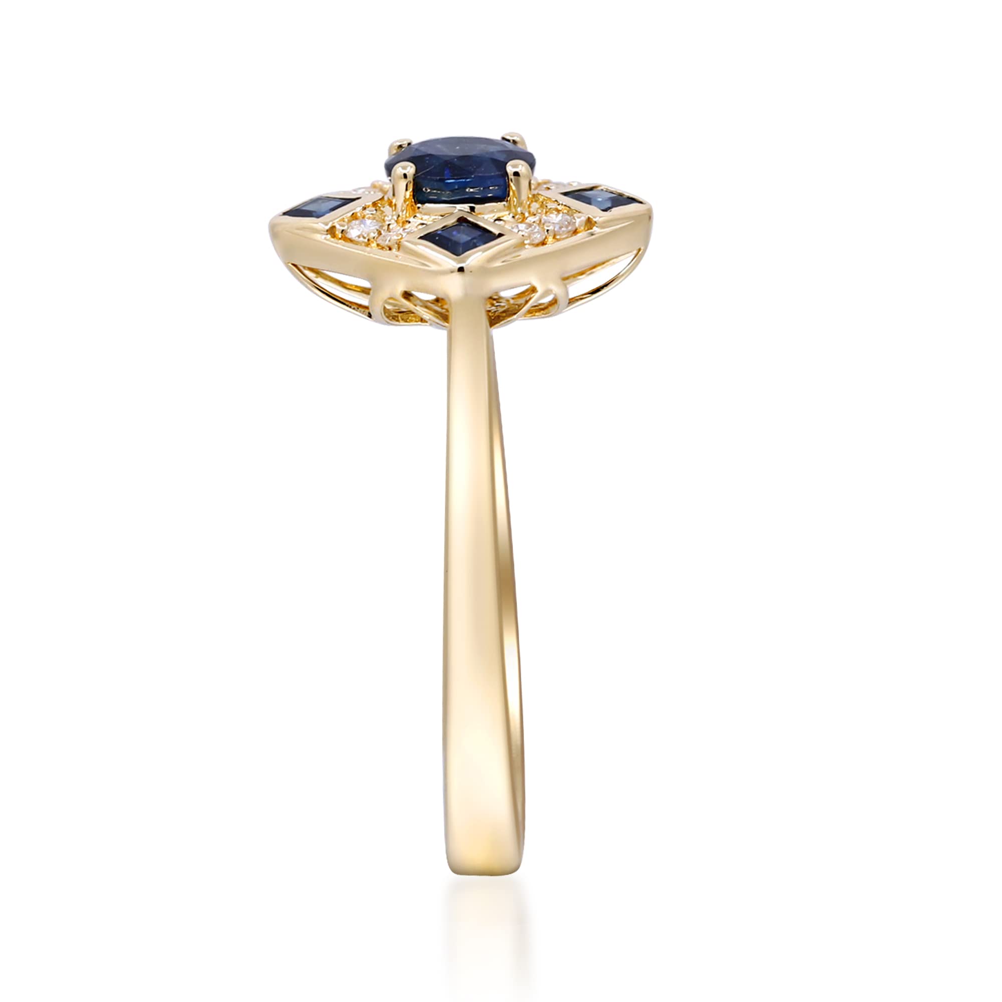 Gin & Grace 10K Yellow Gold With Natural Blue Sapphire &Natural Diamond (I1) Ring for Women., Metal gemstone, Sapphire