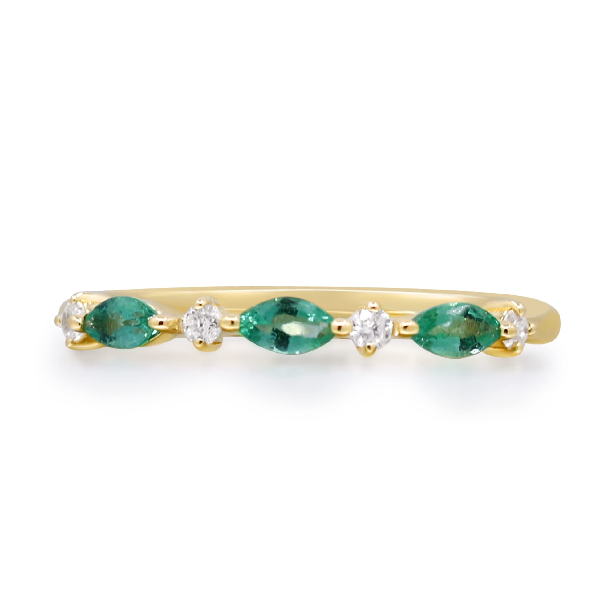 Gin & Grace 14K Yellow Gold Natural Zambian Emerald Ring with Natural Diamonds for women | Ethically, authentically & organically sourced Pear, Square-Cut Emerald hand-crafted jewelry for her.