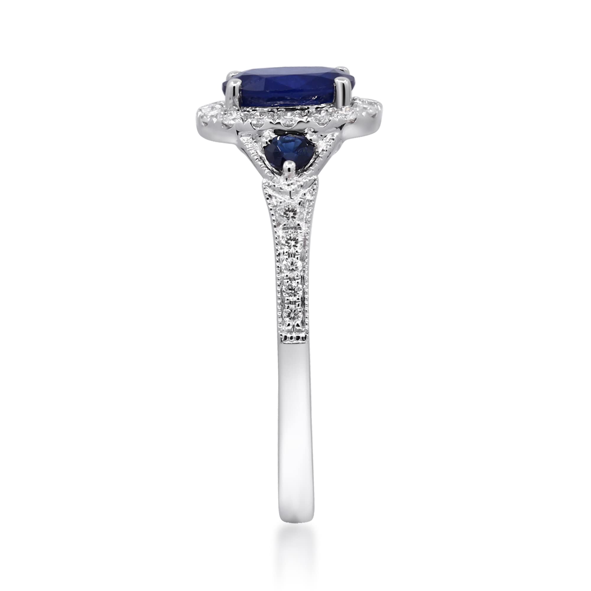 Gin & Grace women's 14K White Gold With Natural Blue Sapphire &Natural Diamond (I1) Ring TW3319R-BS-9 9