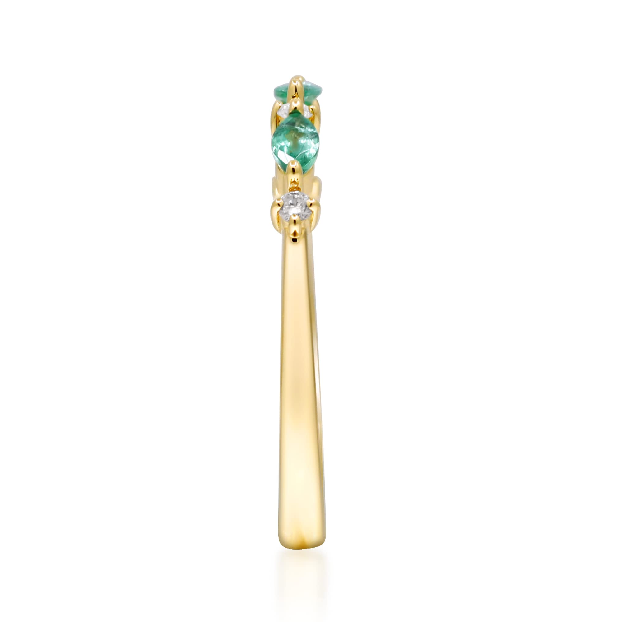 Gin & Grace 14K Yellow Gold Natural Zambian Emerald Ring with Natural Diamonds for women | Ethically, authentically & organically sourced Pear, Square-Cut Emerald hand-crafted jewelry for her.