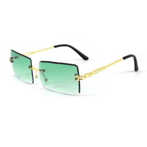 feisedy vintage rimless sunglasses rectangle frameless candy color glasses women men b2642