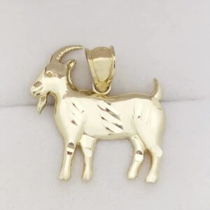 AMZ Jewelry 10K Yellow Gold Goat Pendant Goat Animal Charm Small