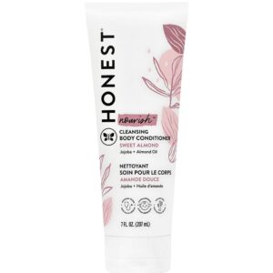 the honest company 2-in-1 cleansing body conditioner | gentle for baby | naturally derived, vegan, hypoallergenic | sweet almond nourish, 7 fl oz