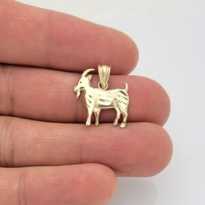 AMZ Jewelry 10K Yellow Gold Goat Pendant Goat Animal Charm Small