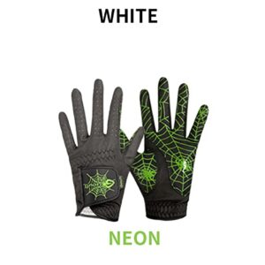 GOuft Spiderweb-Design Golf Glove Black Edition (for Men & Women) - Durable Suede: All Weather Golf Glove, Good Grip, Feel Soft/Comfort, and Long Lasting: Washable Glove (Gold/Black, 23, Left-Hand)