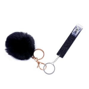 xiangxing credit card puller, cute acrylic debit bank card grabber for long nails atm keychain with pom pom ball and plastic clip