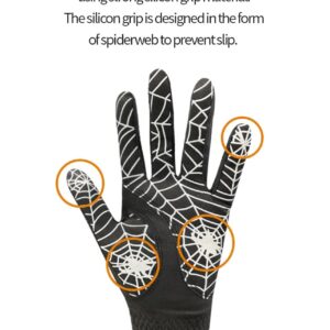 GOuft Spiderweb-Design Golf Glove Black Edition (for Men & Women) - Durable Suede: All Weather Golf Glove, Good Grip, Feel Soft/Comfort, and Long Lasting: Washable Glove (Gold/Black, 23, Left-Hand)