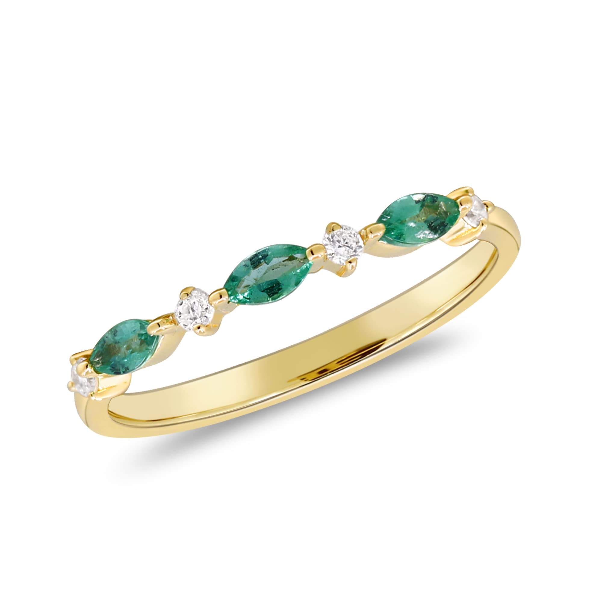 Gin & Grace 14K Yellow Gold Natural Zambian Emerald Ring with Natural Diamonds for women | Ethically, authentically & organically sourced Pear, Square-Cut Emerald hand-crafted jewelry for her.