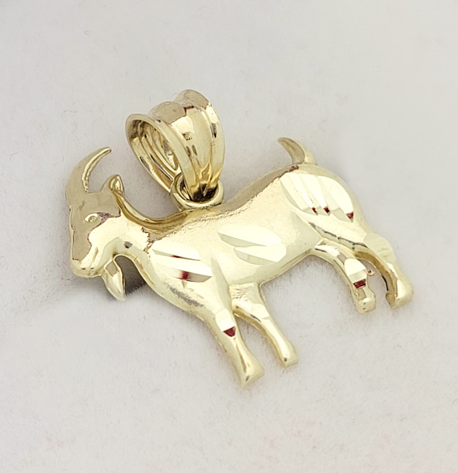 AMZ Jewelry 10K Yellow Gold Goat Pendant Goat Animal Charm Small