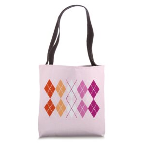 argyle print lgbtq lesbian pride aesthetic tote bag