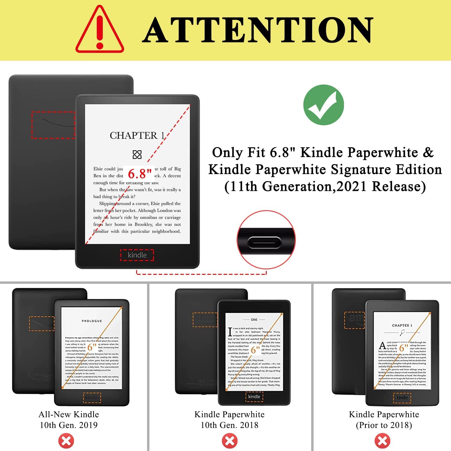 Soke Case for Kindle Paperwhite (11th Generation-2021 Release), Premium Fabric Cover with Auto Wake/Sleep & Multi-Viewing Angles for 6.8" Kindle Paperwhite & Signature Edition E-Reader, Black