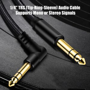 belipro 1/4 Inch TRS Instrument Cable 3Ft, 6.35mm TRS to 6.35mm TRS Stereo Audio Cable Male to Male Right-Angle-to-Straight for Electric Guitar, Bass, Keyboard,Mixer,Amplifier,Speaker,Equalizer...