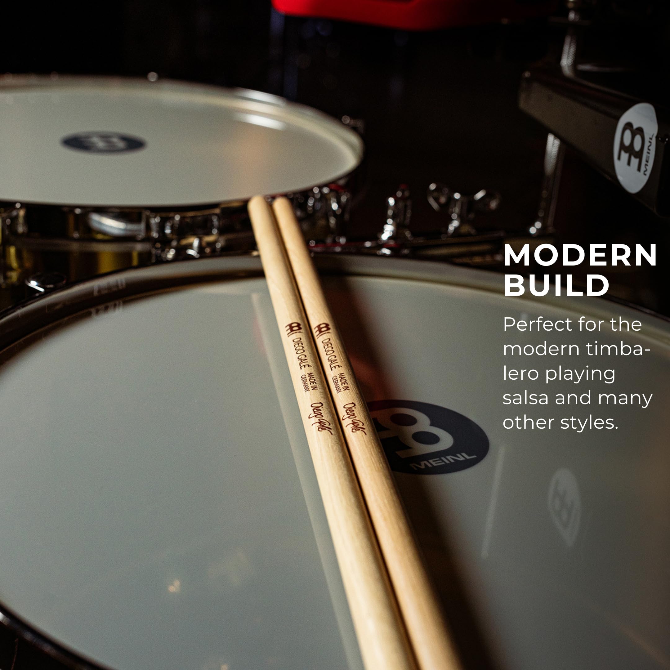 Meinl Stick & Brush Diego Galé Timbale Sticks, Pair, 1/2" — American Hickory Percussion Drumsticks — Made in Germany (SB602)