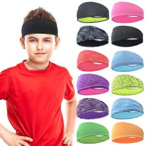 joyoyo 12 colors kids headbands breathable athletic sweatbands sports headband for girls and boys moisture wicking elastic hairband for toddler children and teenagers