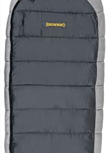 Browning McKinley -30° Sleeping Bag - Oversize Insulated Hooded Rectangle Made with Ripstop Outer and Brushed Polyester Liner, with Compression Stuff Sack, Charcoal/Gray